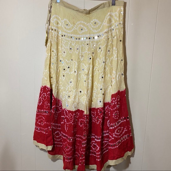 Raj | Skirts | 0 Cotton India Batik Mirror Sequin Skirt Boho Indie Full ...
